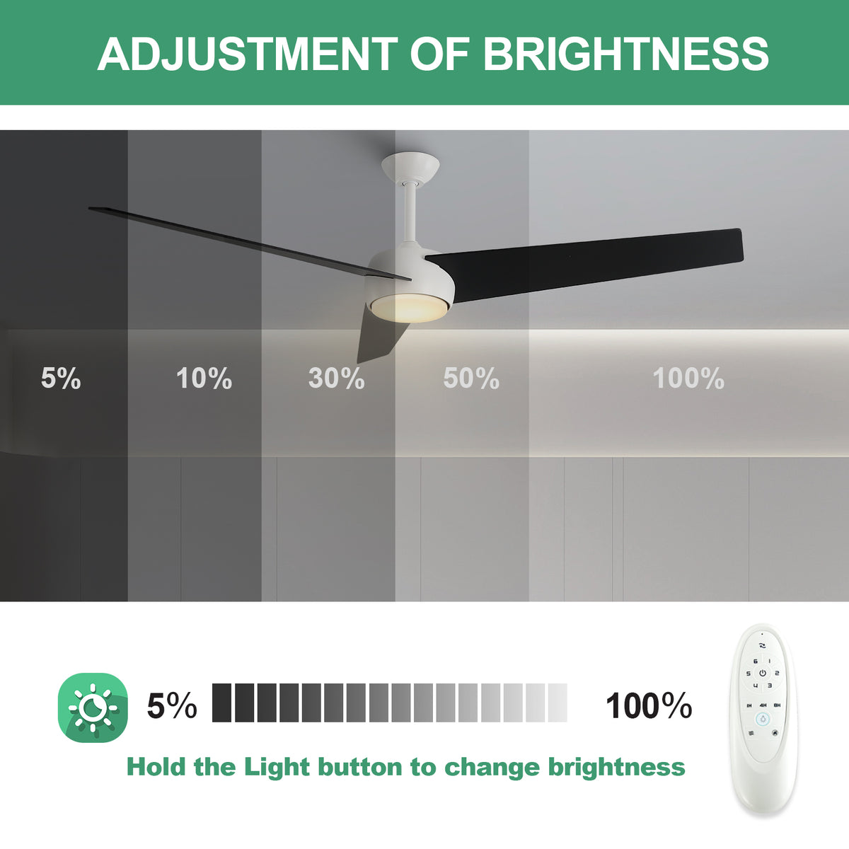 Ceiling Fan with Lights Remote Control, 60-Inch, DC Motor,6 Speed, Fro ...